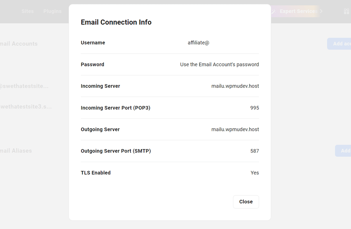 WPMU DEV WordPress Managed Hosting: Configuring email | WPMU DEV