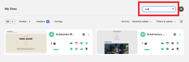 Hub 2.0 My Websites Overview | WPMU DEV