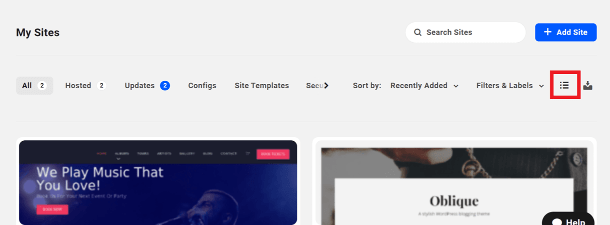 Hub 2.0 My Websites Overview | WPMU DEV