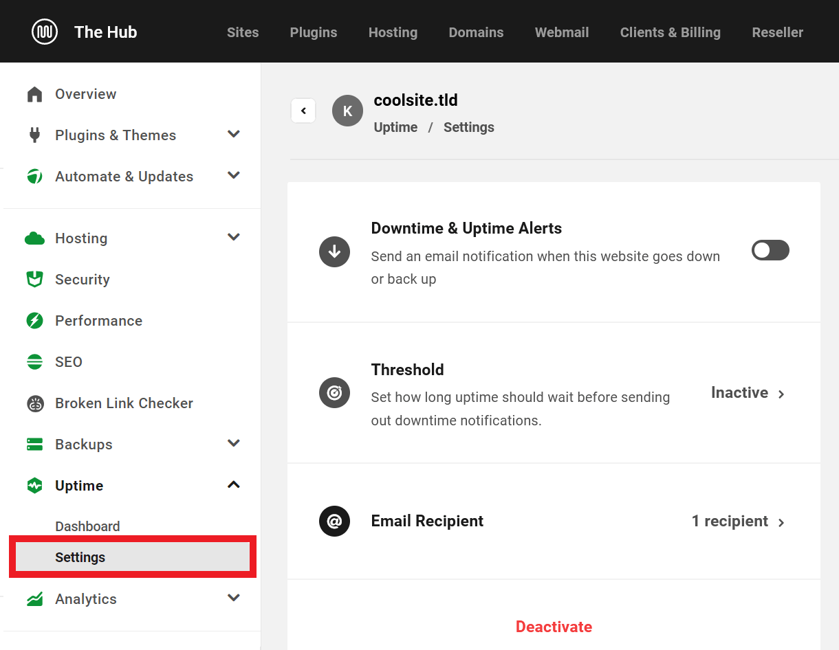 Hub 2.0 Uptime Module | WPMU DEV